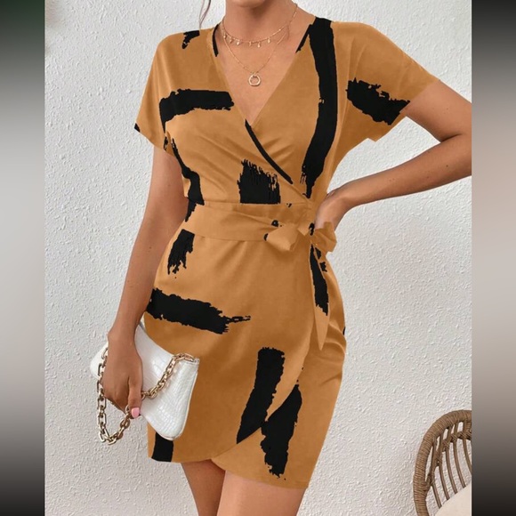 Dresses | Boho Brushed Print Knot Side Wrap Hem Mojo Dress | Poshmark